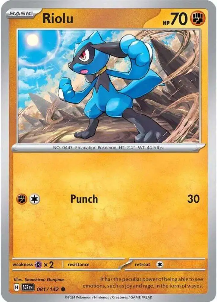 Pokemon Trading Card Game Stellar Crown Single Card Common Riolu 81 - ToyWiz