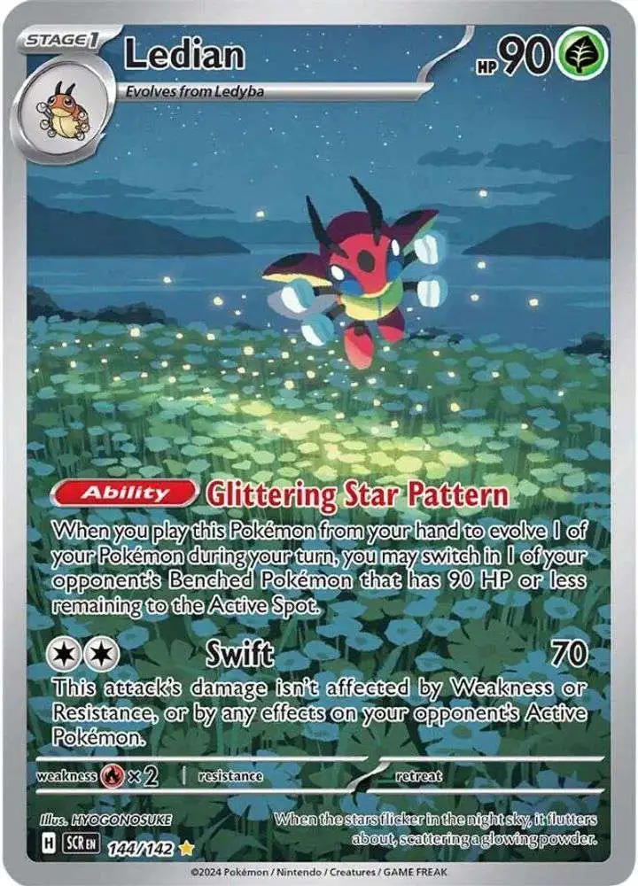 Pokemon Trading Card Game Stellar Crown Single Card Illustration Rare Ledian 144 - ToyWiz