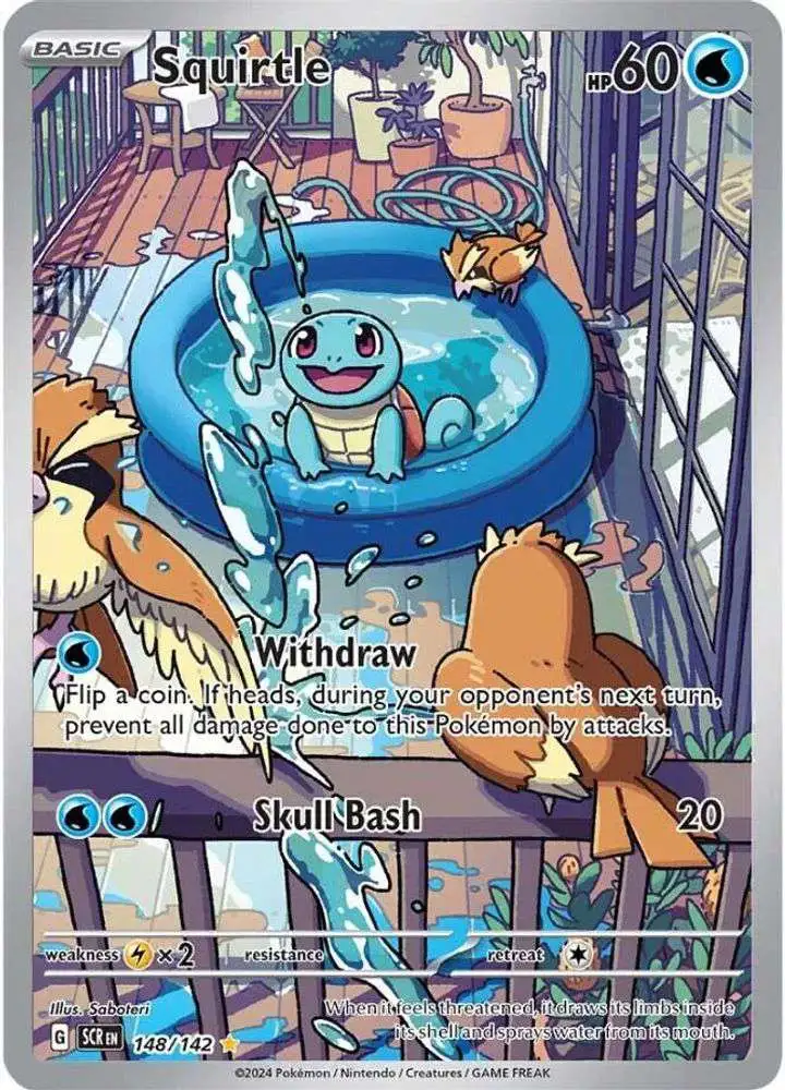 Pokemon Trading Card Game Stellar Crown Single Card Illustration Rare Squirtle 148 - ToyWiz
