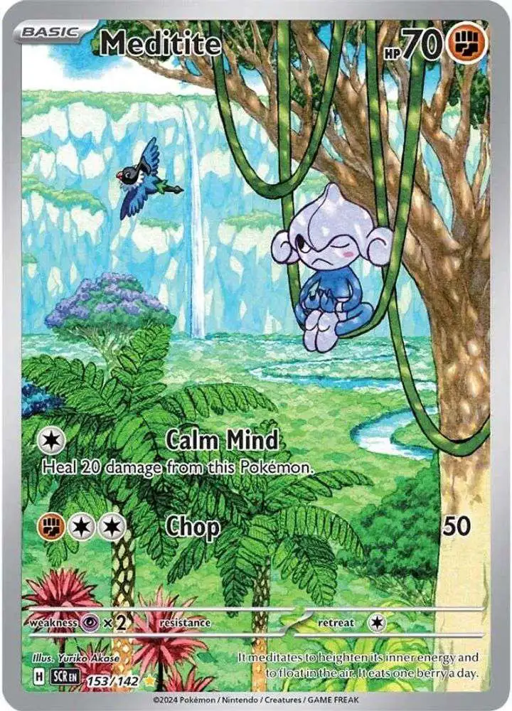 Pokemon Trading Card Game Stellar Crown Single Card Illustration Rare Meditite 153 - ToyWiz