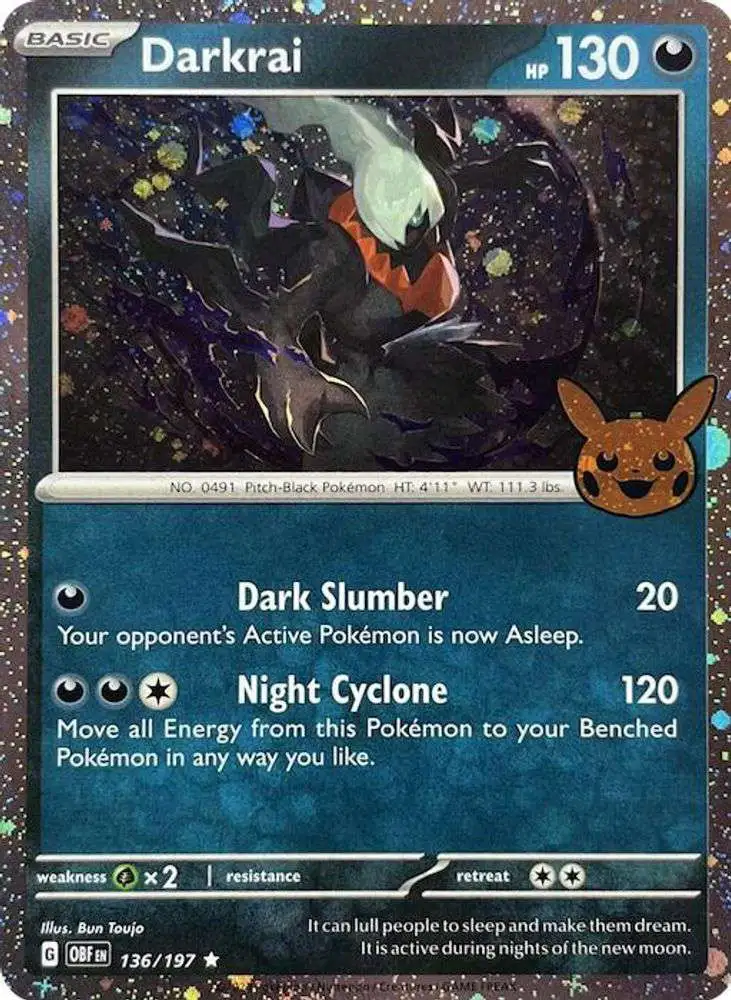 Pokemon Trading Card Game Trick or Trade 2024 Single Card Holo Rare Darkrai 136 Cosmos Holo - ToyWiz