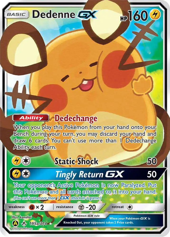 Pokemon Sun Moon Promo Single Card Ultra Rare Dedenne GX 195a - ToyWiz