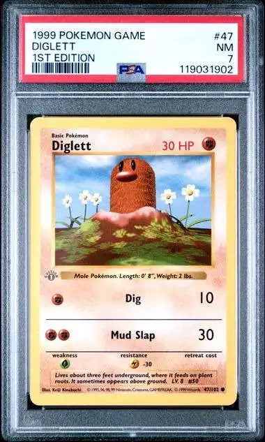 Pokemon Trading Card Game Base Set Single Card Common Diglett 47 1st ...