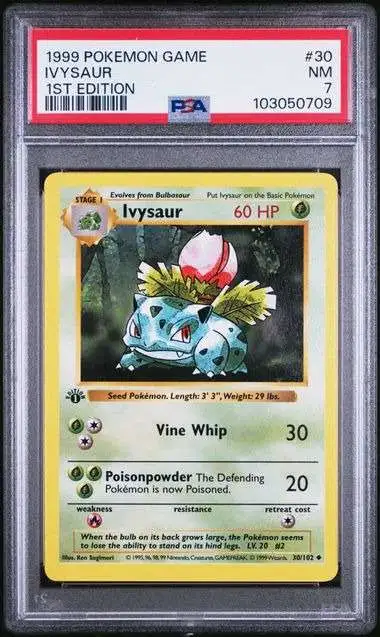 Nintendo Pokemon Trading Card Game Base Set Single Card Ivysaur PSA 7 ...
