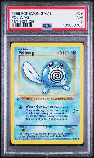 Nintendo Pokemon Trading Card Game Base Set Single Card Poliwag PSA 7 ...