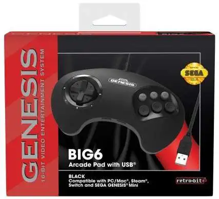 Sega BIG6 Sega Genesis 6-Button Arcade Pad Controller Wired USB Port ...