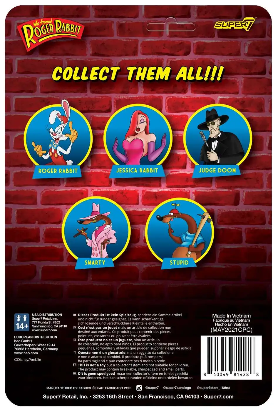 ReAction Who Framed Roger Rabbit Wave 1 Smarty 3.75 Action Figure ...