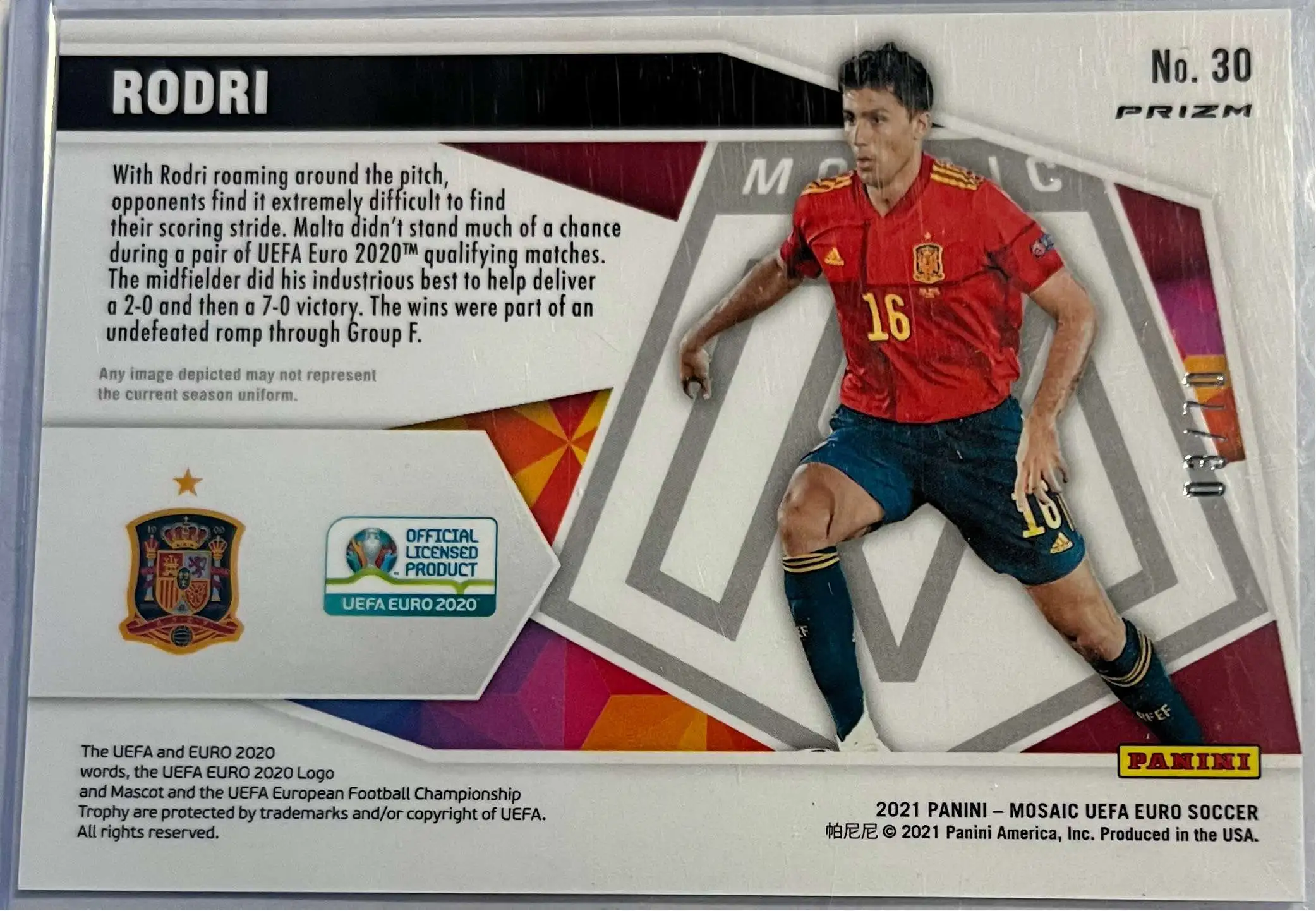 Soccer 2021 Mosaic Euro Soccer Single Card 370 Rodri 30 Purple - ToyWiz