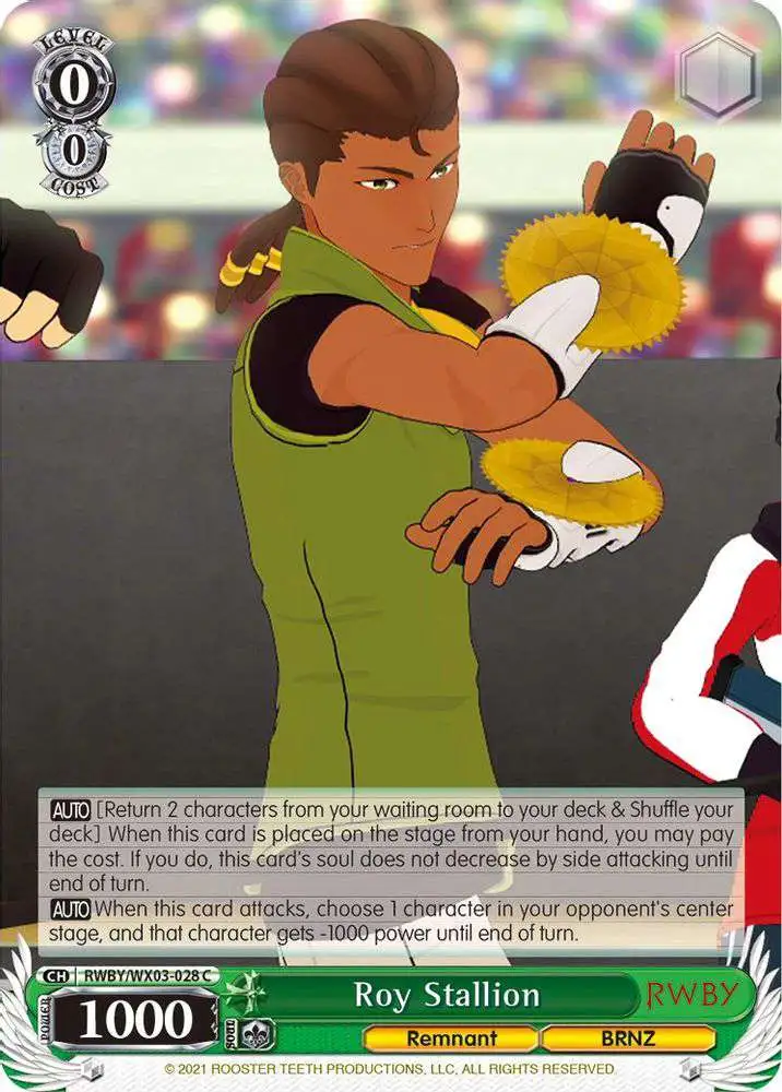 Weiss Schwarz Trading Card Game RWBY Single Card Common Roy Stallion ...