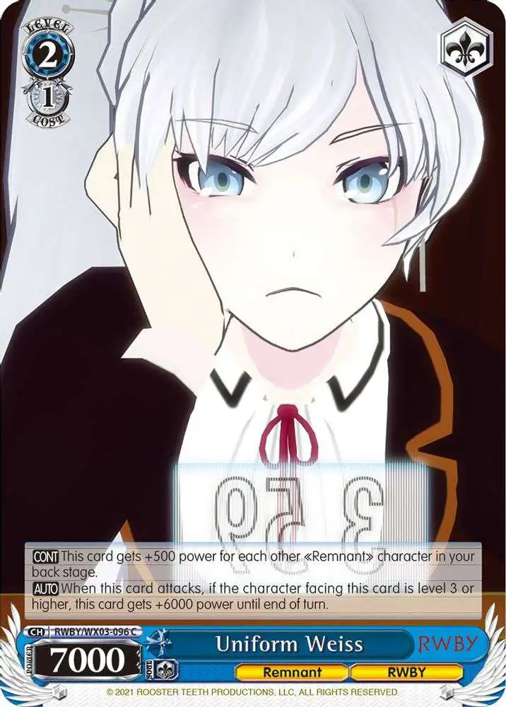 Weiss Schwarz Trading Card Game RWBY Single Card Common Uniform Weiss ...