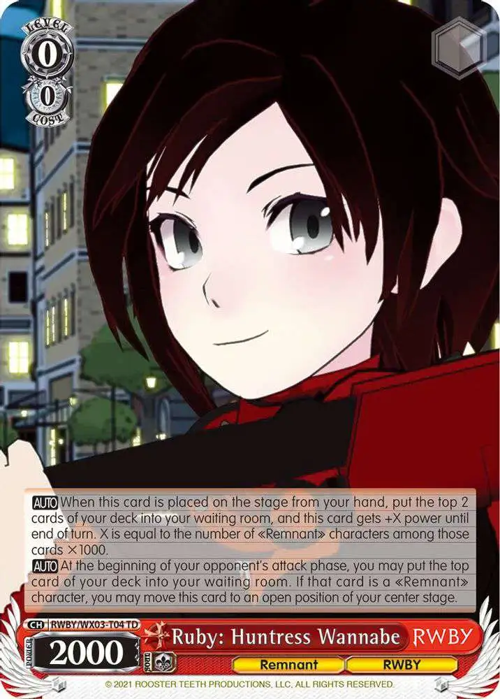 Weiss Schwarz Trading Card Game RWBY Single Card Trial Deck Ruby ...