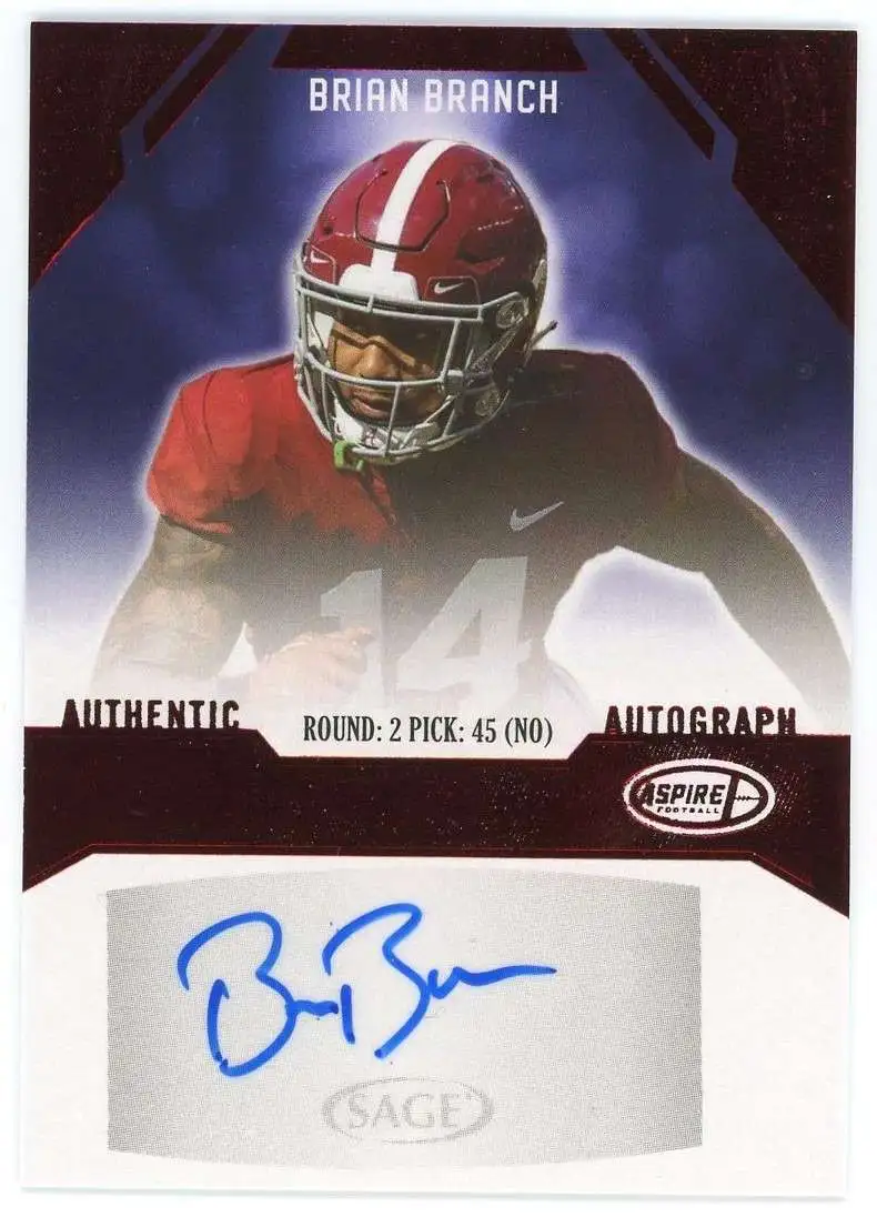 NFL 2023 Sage Single Card Red Foil Brian Branch ASP-BB2 Rookie Auto ...