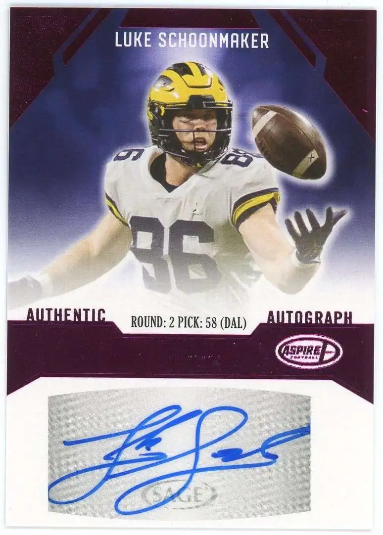 NFL 2023 Sage Single Card Purple Foil Luke Schoonmaker ASP-LS Rookie ...