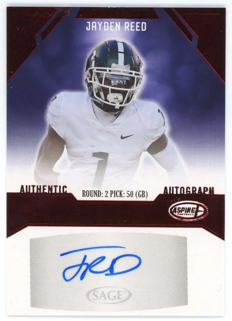 NFL 2023 Sage Single Card Red Foil Jayden Reed ASP-JR Rookie Auto - ToyWiz