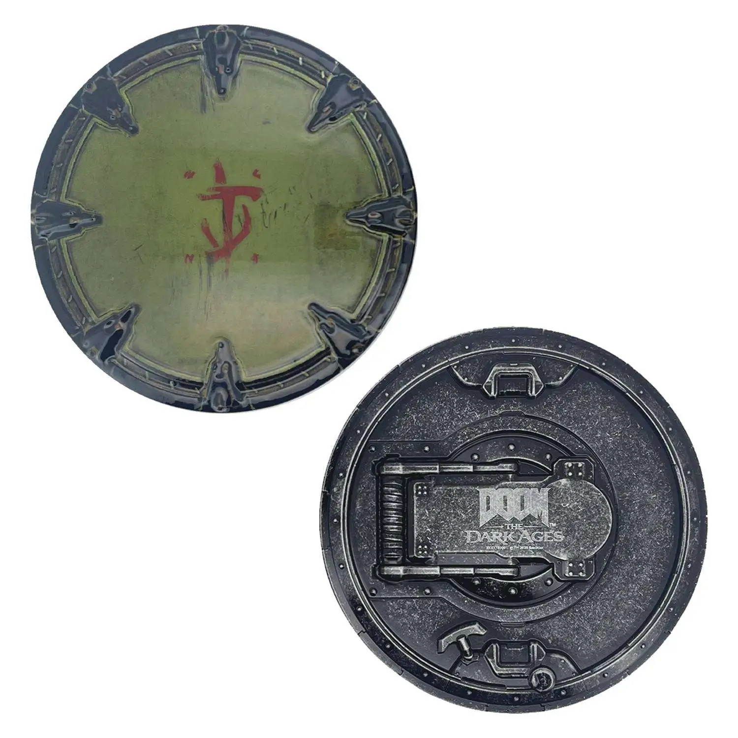 Doom the Dark Ages Saw Shield Metal Medallion Art Card Fanattik ...