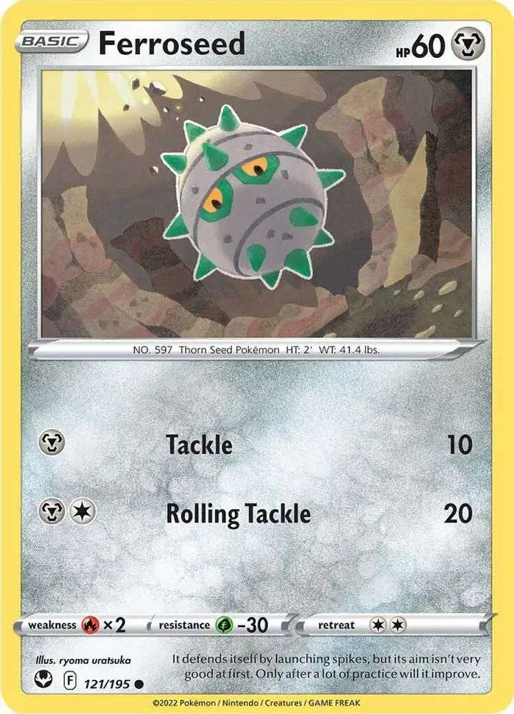 Pokemon Trading Card Game Sword Shield Silver Tempest Single Card Common Ferroseed 121 - ToyWiz