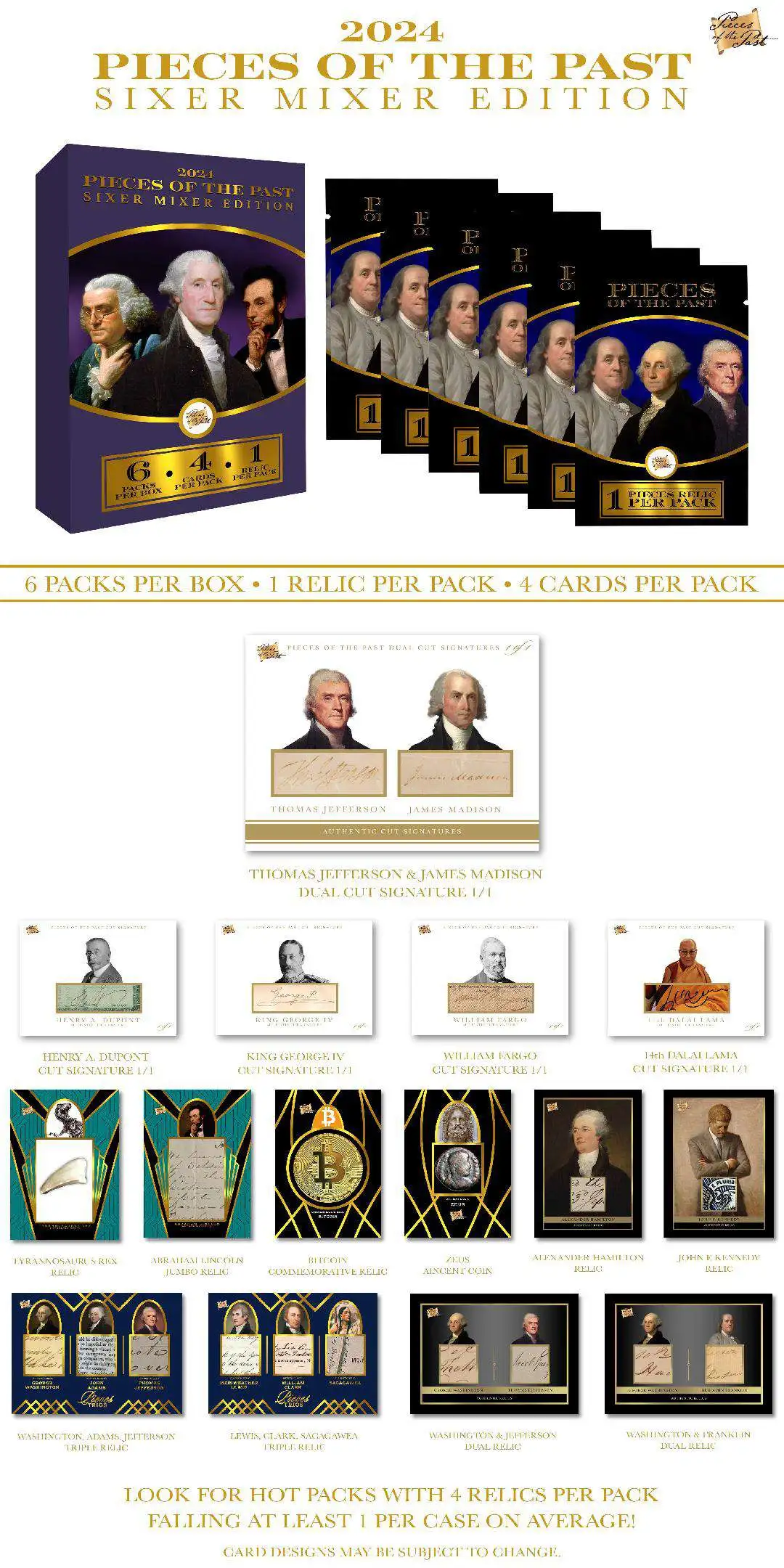 Pieces of the Past 2024 Sixer Mixer Collection Trading Card Box 6 Packs ...