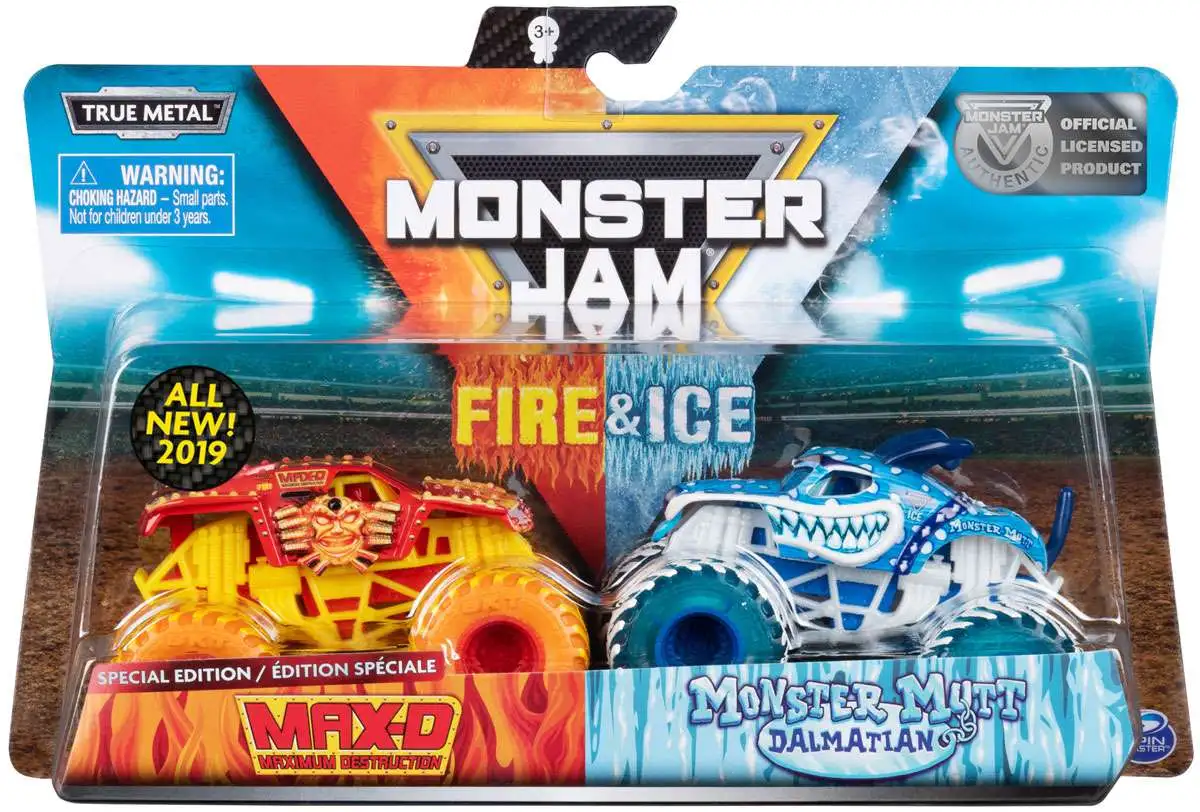 Monster Jam Fire Ice Max-D Monster Mutt Dalmatian Exclusive 164 Diecast ...