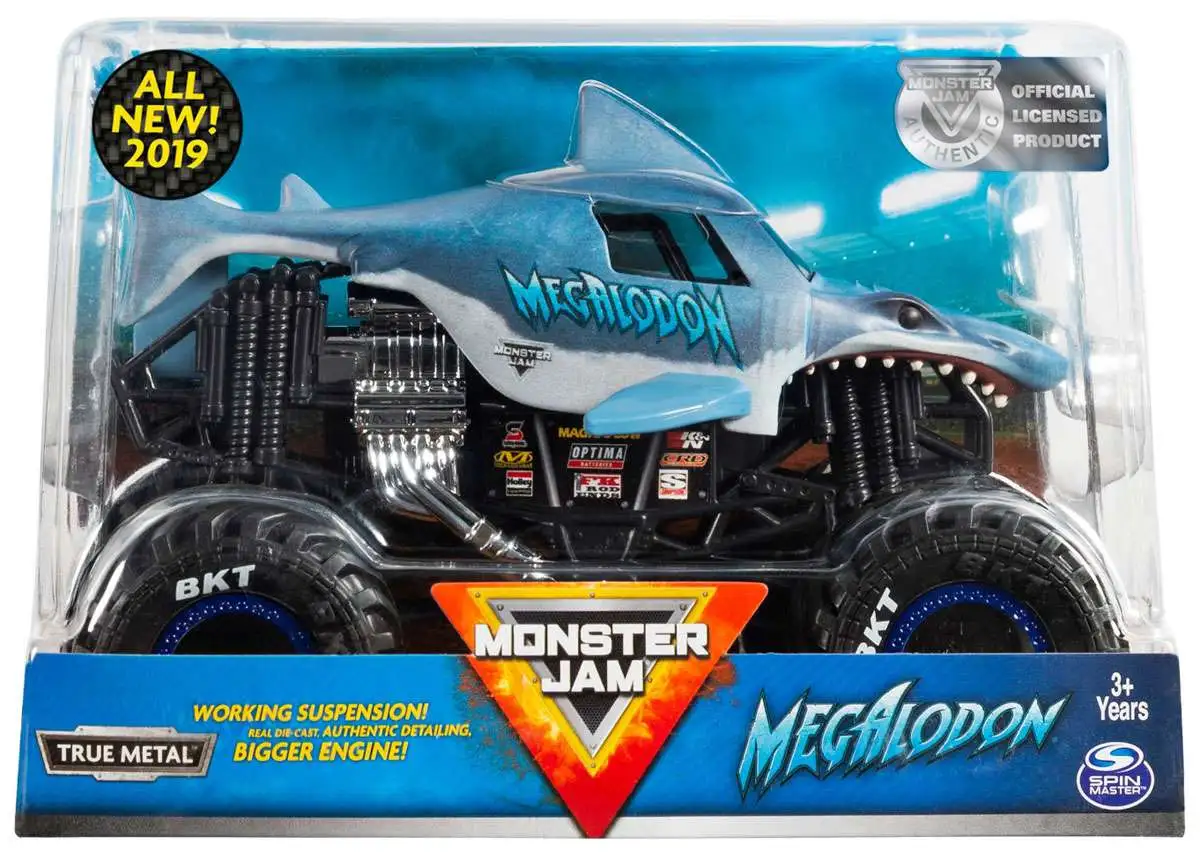 Monster Jam True Metal Megalodon 124 Diecast Car Black Tires, Damaged ...