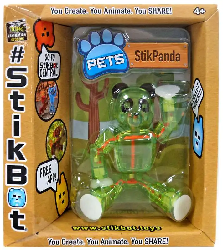 Stikbot Pets Series 2 StikPanda Figure Green Zing - ToyWiz
