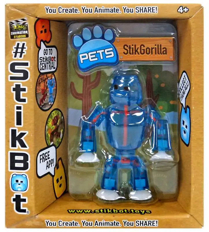 Stikbot Pets Series 2 StikGorilla Figure Blue Zing - ToyWiz