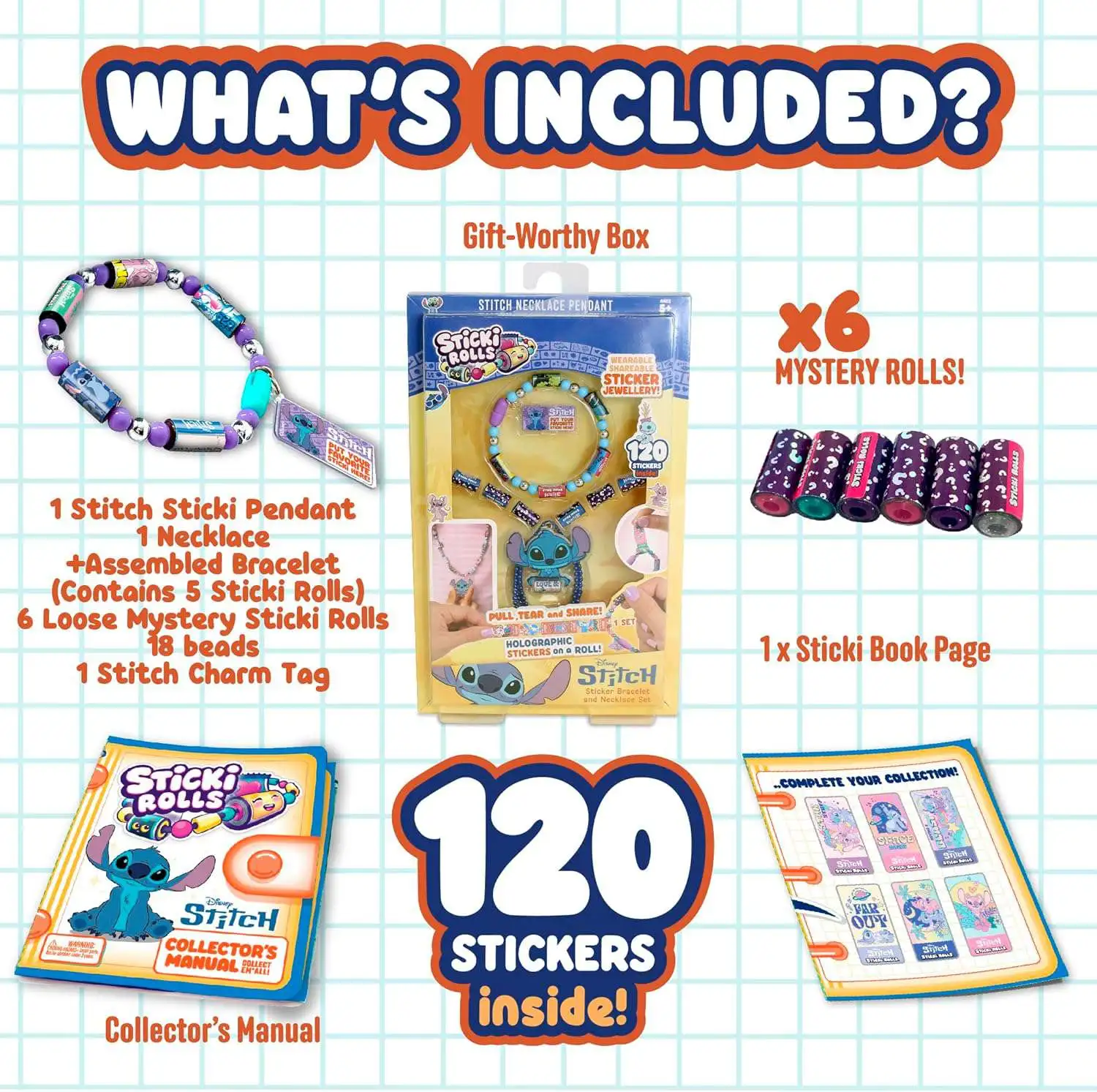 Sticki Rolls Lilo Stitch Stitch Pendant Pack 120 Stickers Inside ...