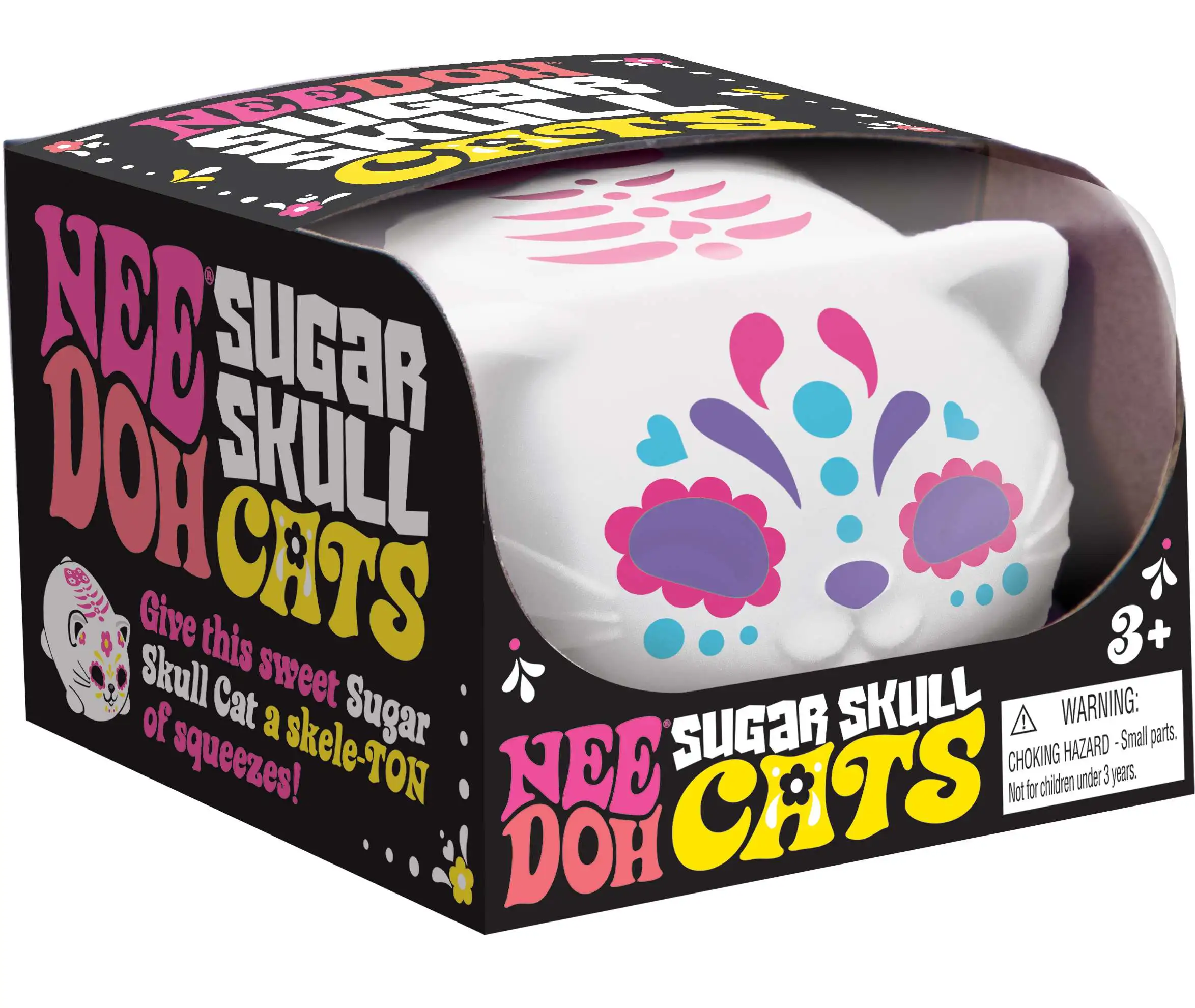 NeeDoh Sugar Skull Cats PINK Stress Ball Schylling - ToyWiz