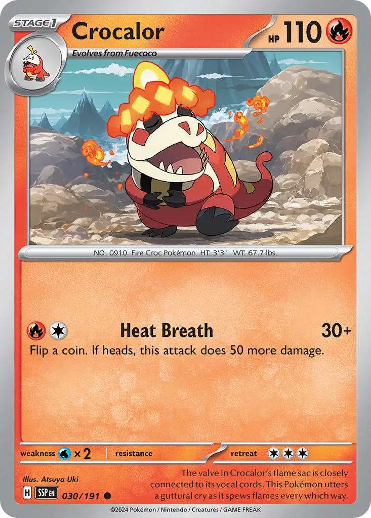 Pokemon Trading Card Game Surging Sparks Single Card Common Crocalor 30 ...