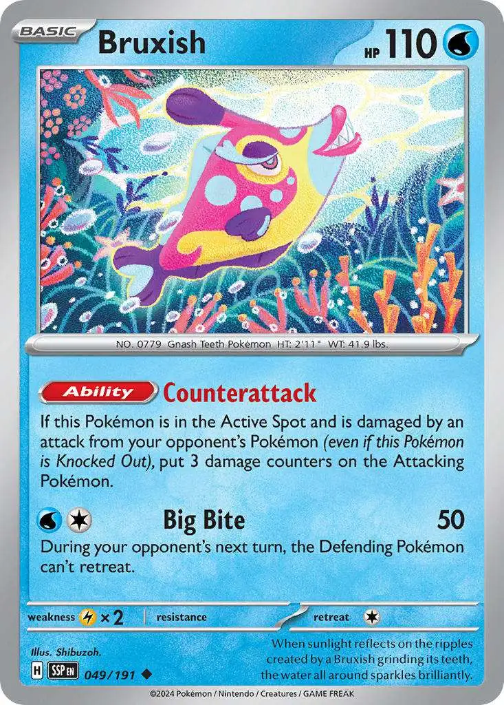 Pokemon Trading Card Game Surging Sparks Single Card Uncommon Bruxish 49 - ToyWiz