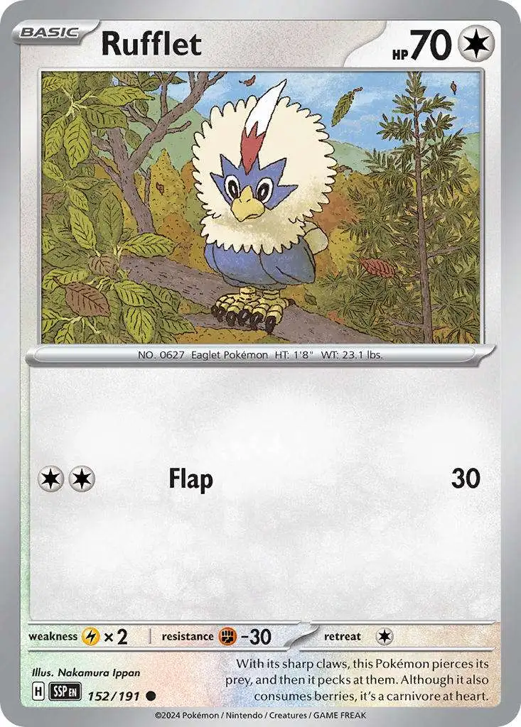 Pokemon Trading Card Game Surging Sparks Single Card Common Rufflet 152 ...