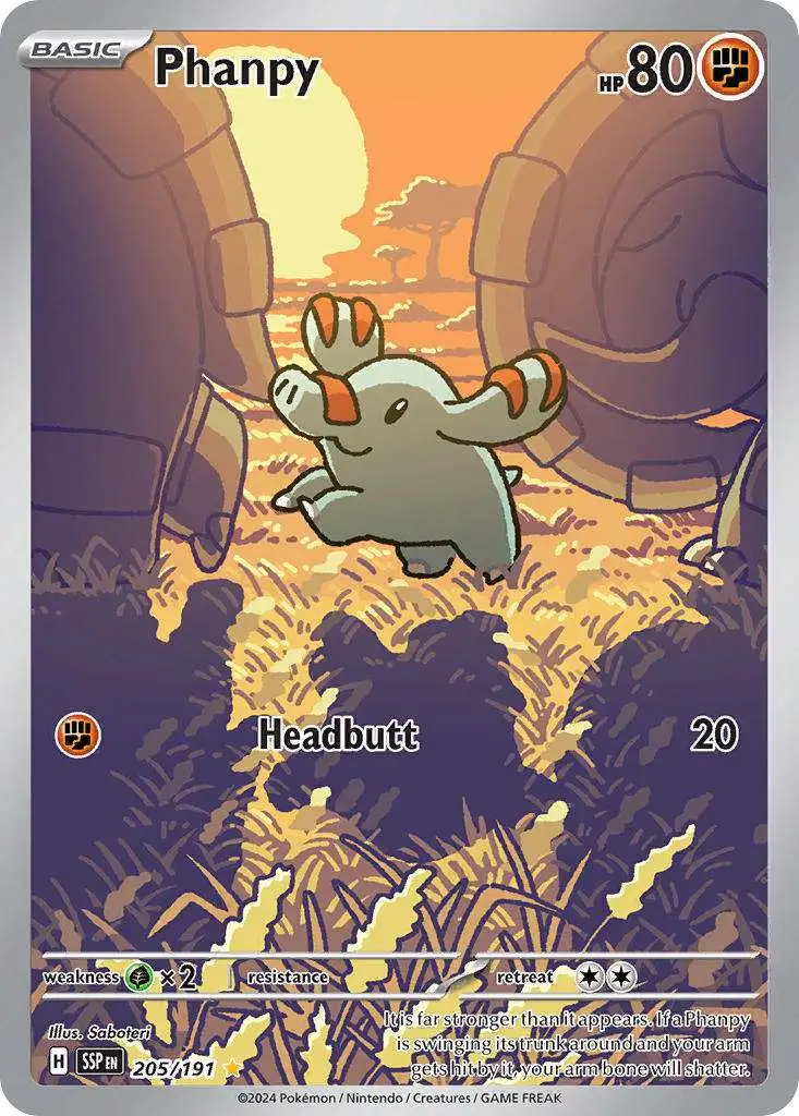 Pokemon Trading Card Game Surging Sparks Single Card Illustration Rare Phanpy 205 - ToyWiz