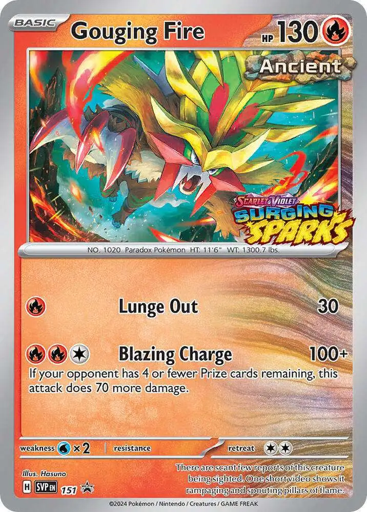 Pokemon Scarlet Violet Surging Sparks Gouging Fire Loose Deck SVP151 ...