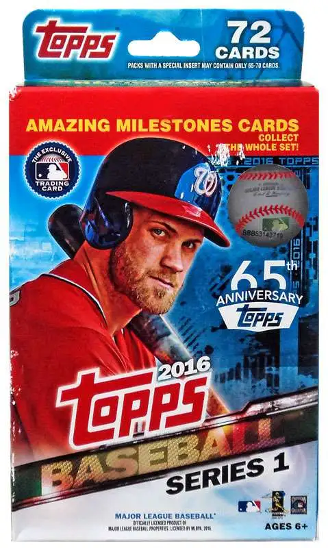 MLB Topps 2016 Series 1 Baseball Exclusive Trading Card HANGER Box 72 ...