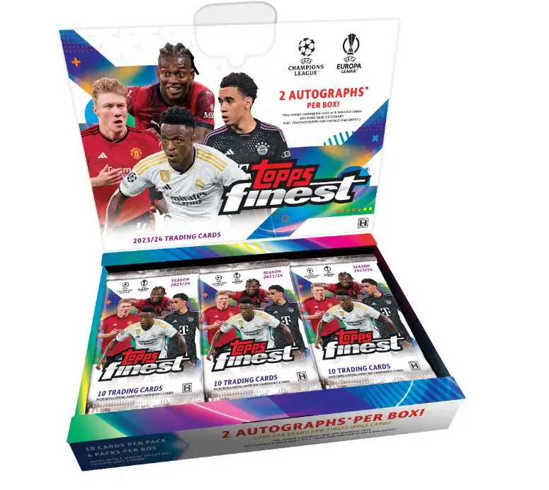 UEFA Topps 2024 Finest Soccer Trading Card HOBBY Box 2 Autographs - ToyWiz