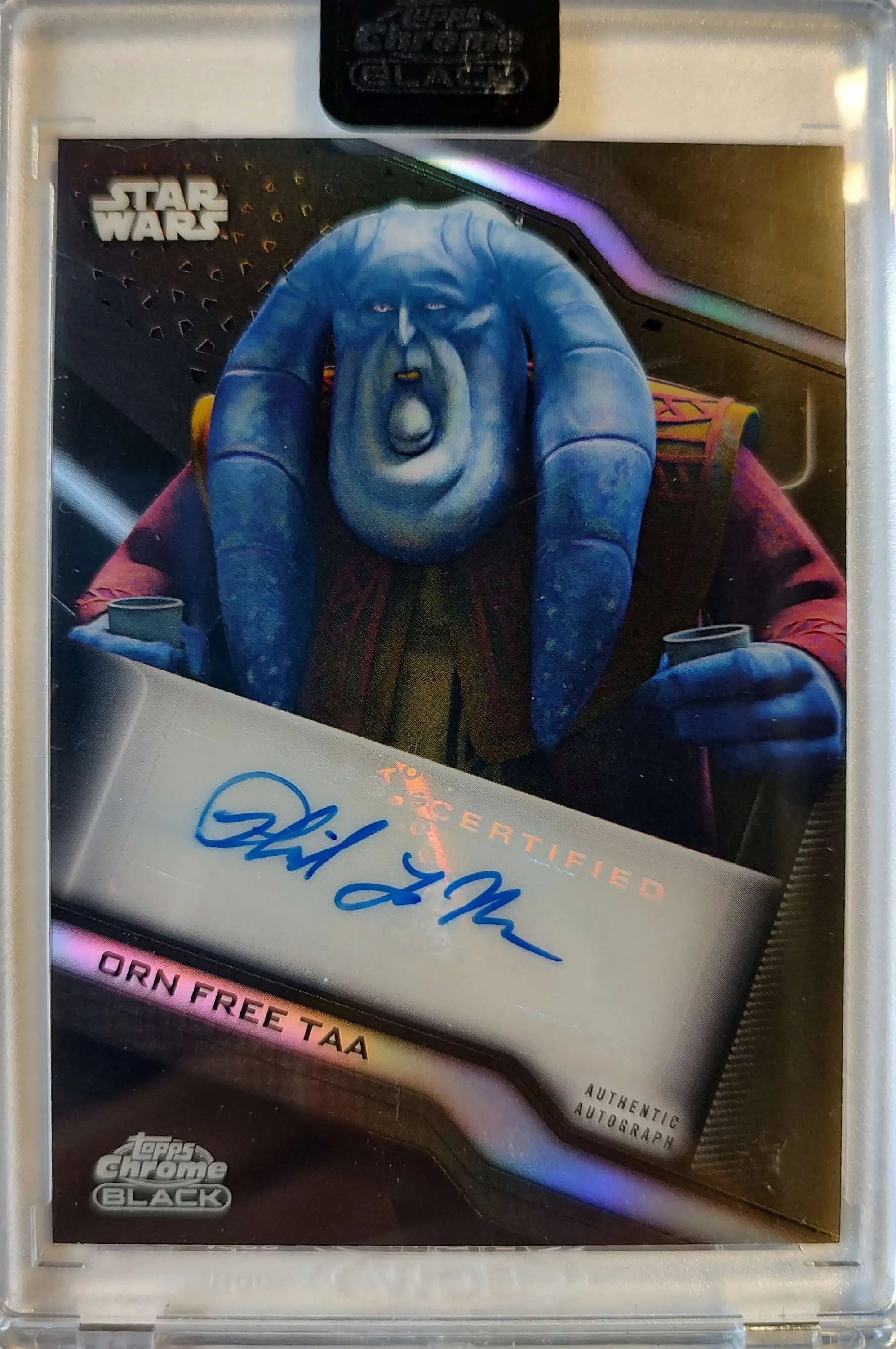 Star Wars Topps 2022 Chrome Black Single Card Phil LaMarr as Orn Free Taa A-PL Autographed - ToyWiz