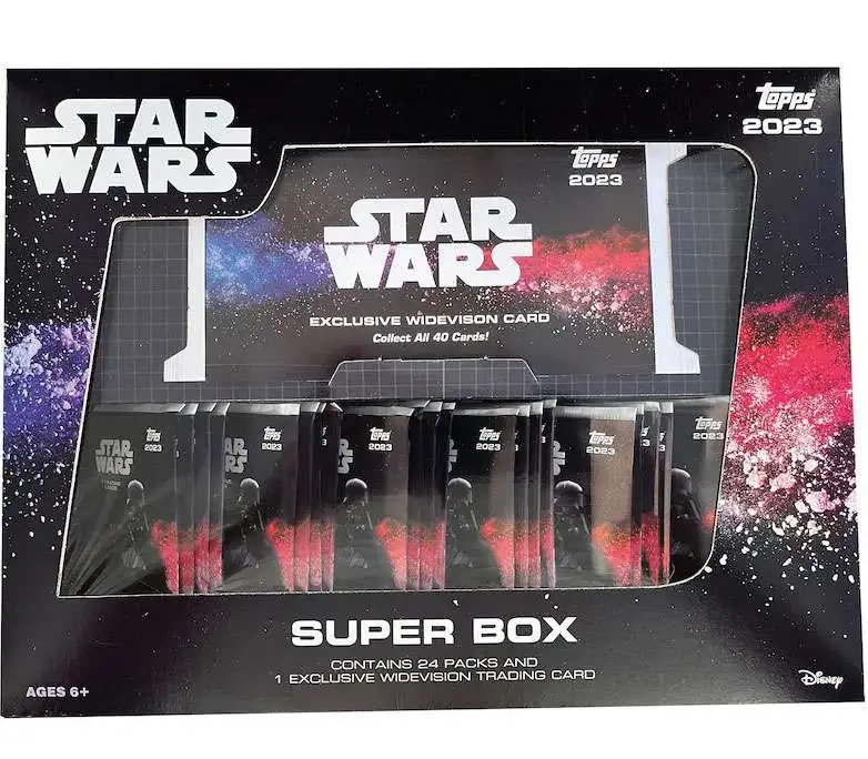 Star Wars Topps 2023 Trading Card SUPER Box 24 packs, 1 Widevision Card ...