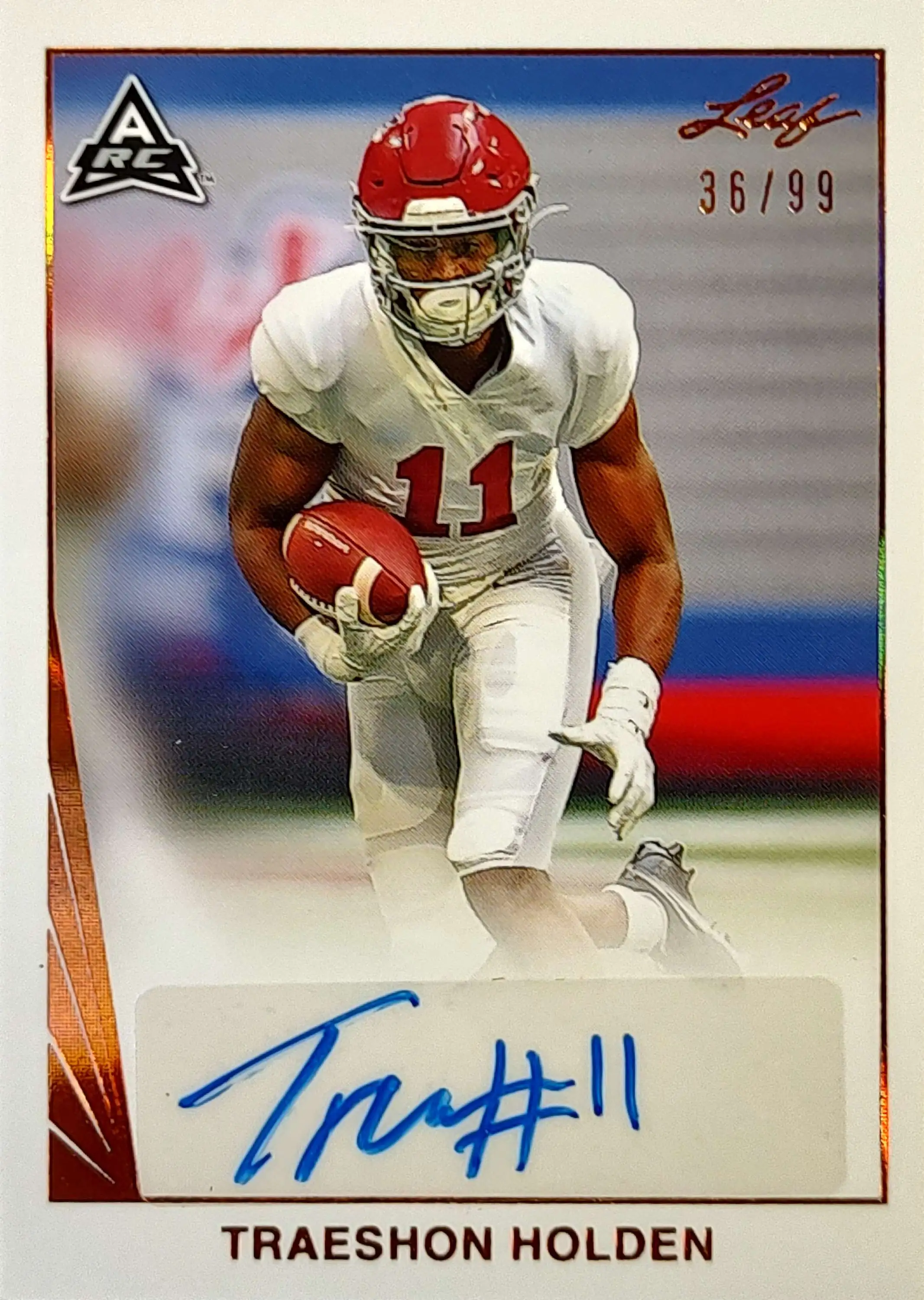 NFL Leaf 2021 Leaf Memories Traeshon Holden 3699 Autographed Single ...