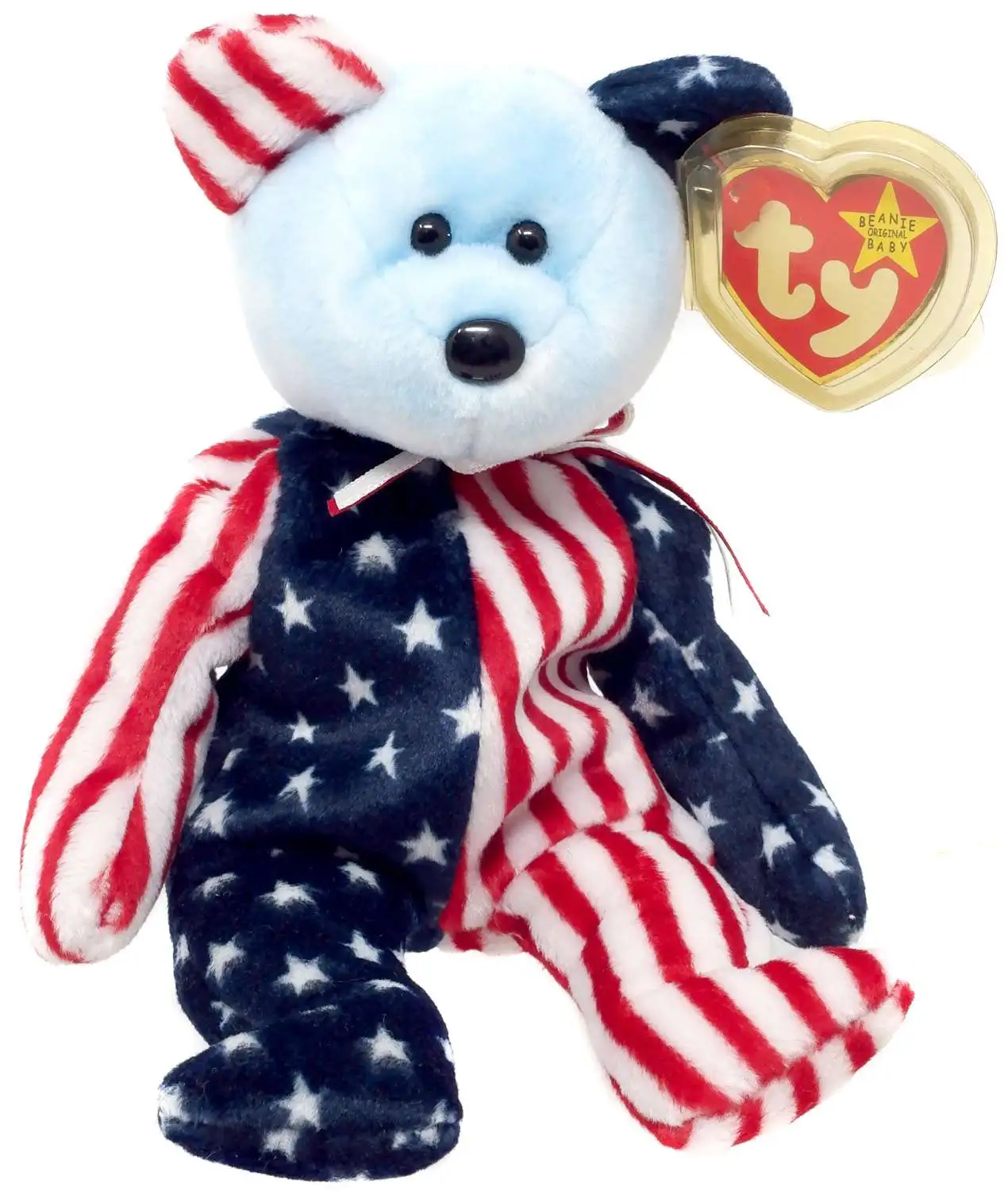 Beanie Babies Spangle the American Bear Beanie Buddy Plush 5th Gen Hang ...