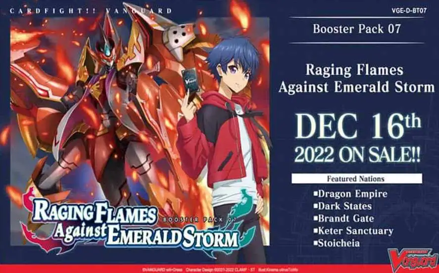 Cardfight Vanguard Trading Card Game overDress Raging Flames Against Emerald Storm Booster Box ...
