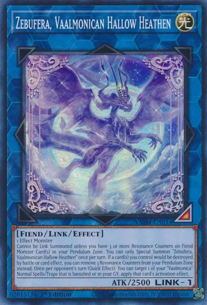 YuGiOh Trading Card Game Valiant Smashers Single Card Super Rare Zebufera, Vaalmonican Hallow ...