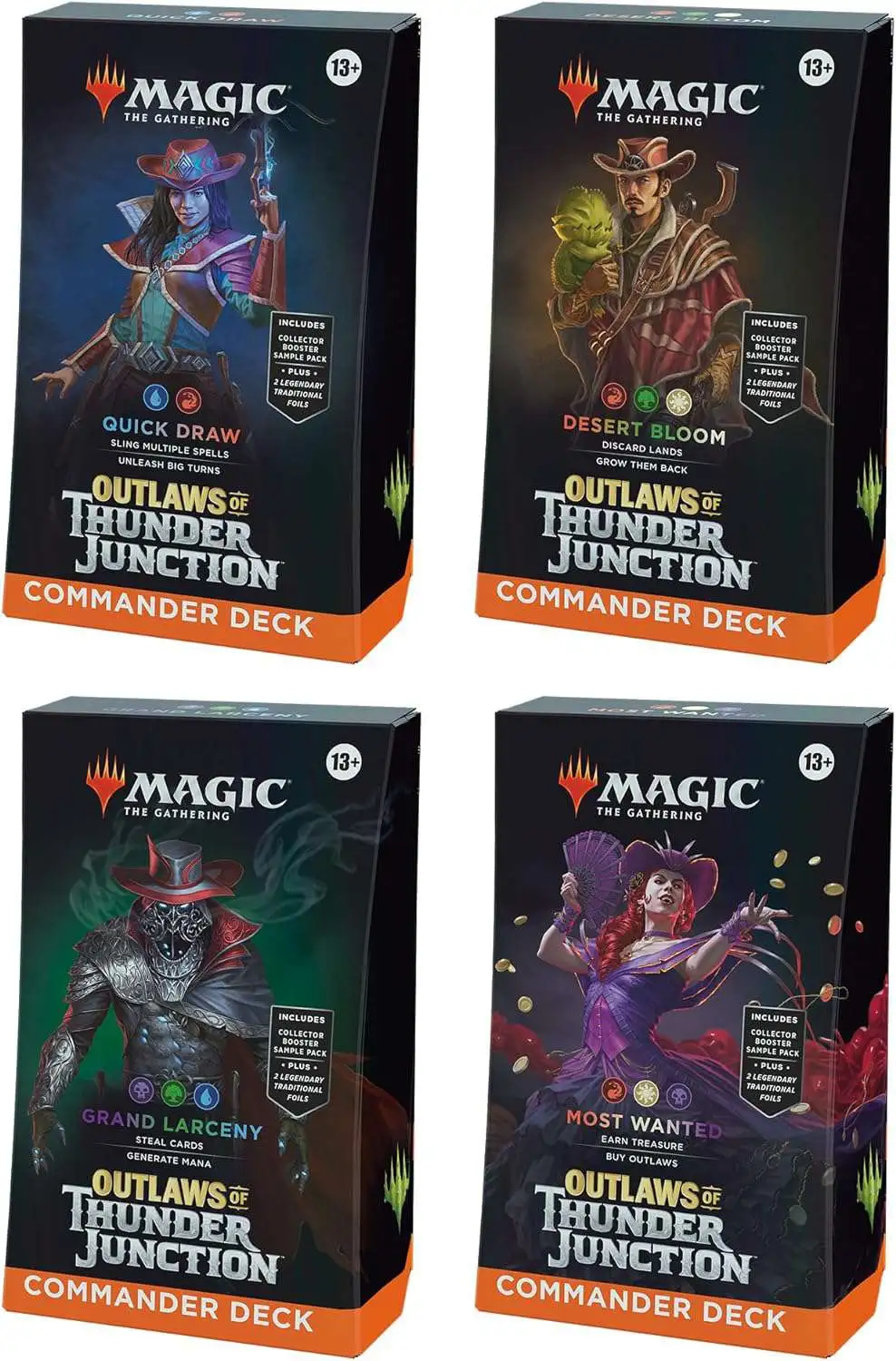 Magic The Gathering Outlaws of Thunder Junction Set of 4 Commander Decks Wizards of the Coast ...