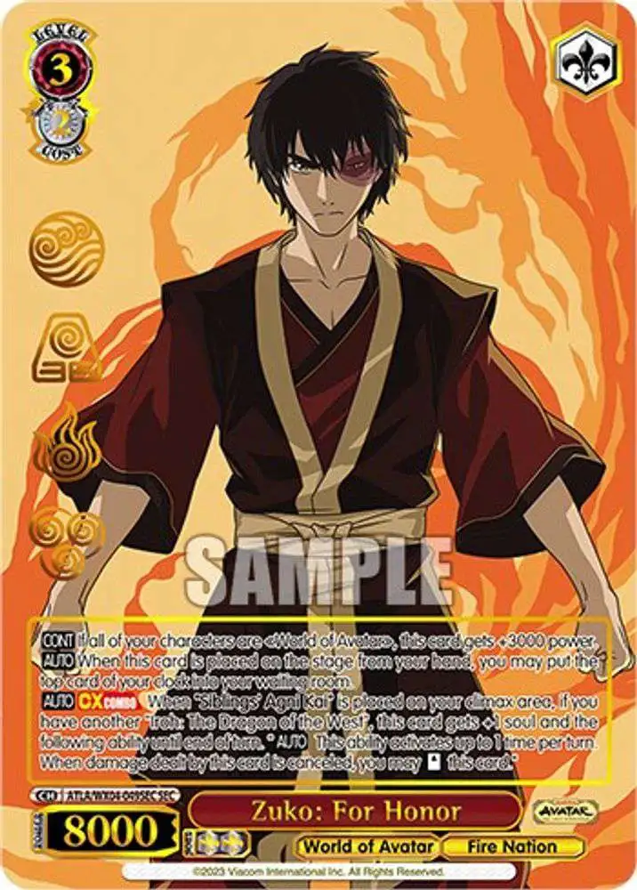 Weiss Schwarz Trading Card Game Avatar The Last Airbender Single Card ...