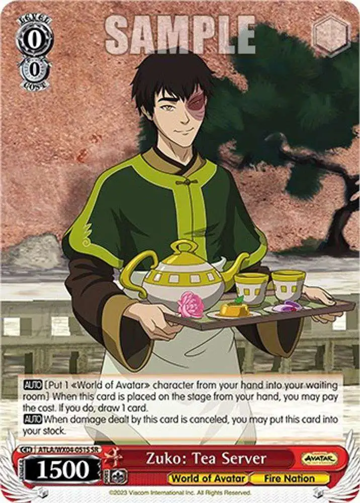 Weiss Schwarz Trading Card Game Avatar The Last Airbender Single Card Super Rare Zuko Tea Server ...