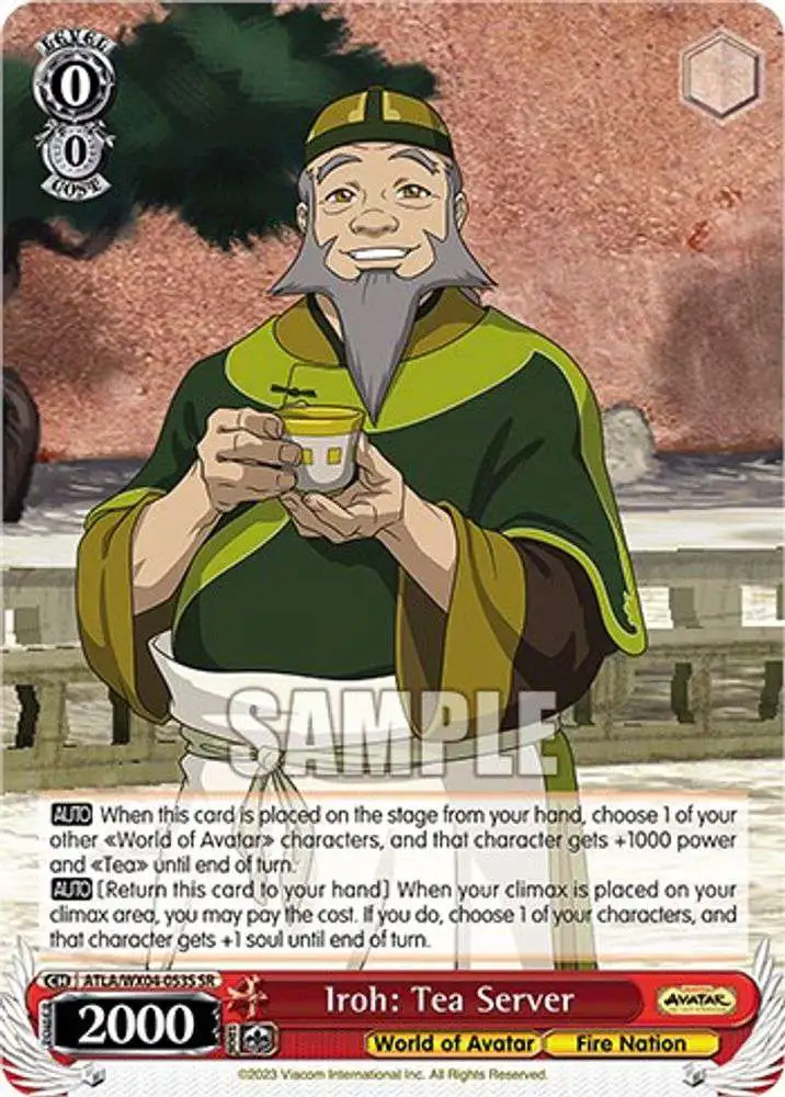 Weiss Schwarz Trading Card Game Avatar The Last Airbender Single Card Super Rare Iroh Tea Server ...