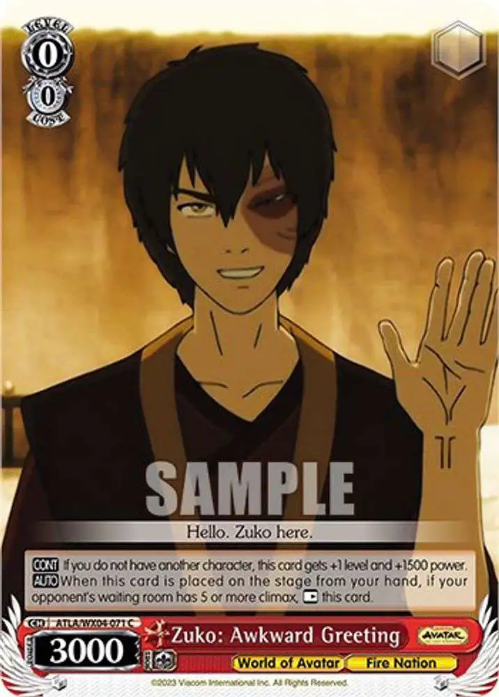 Weiss Schwarz Trading Card Game Avatar The Last Airbender Single Card ...