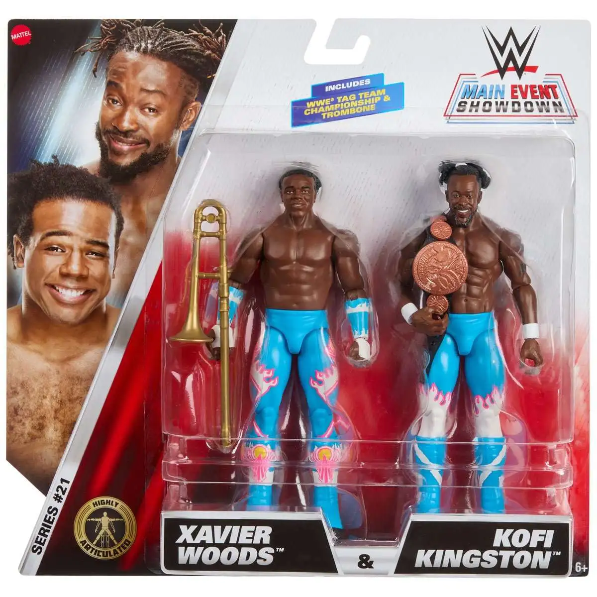 WWE Wrestling Main Event Showdown Series 21 Kofi Kingston Xavier Woods 6 Action Figure 2-Pack ...