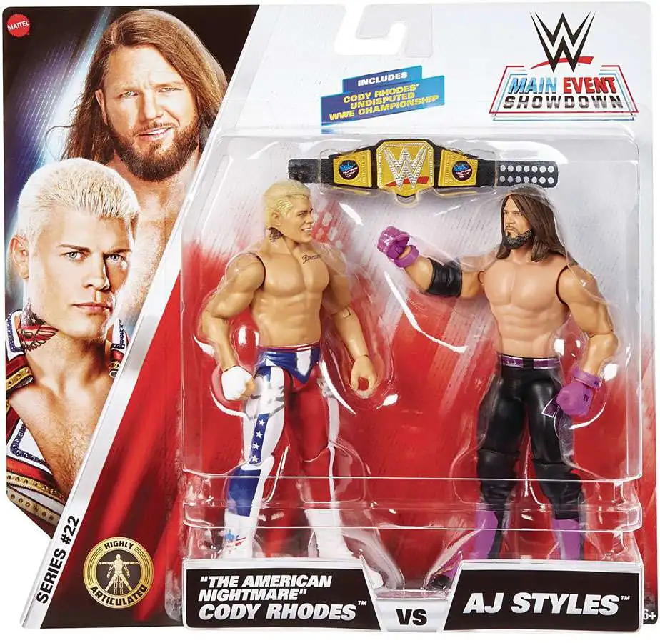 WWE Wrestling Main Event Showdown Series 22 Cody Rhodes vs AJ Styles 6 Action Figure 2-Pack ...