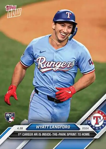 MLB Texas Rangers 2024 NOW Baseball Single Card Wyatt Langford 132 Rookie, 1st Career HR is ...