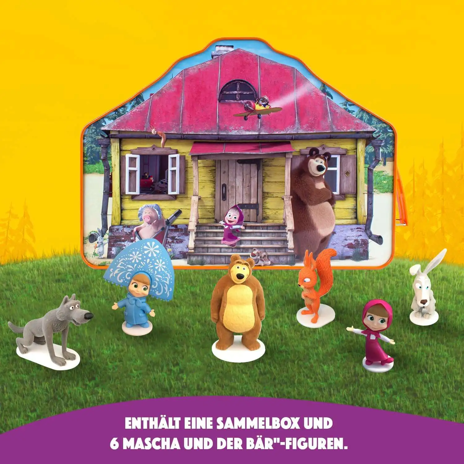 Masha and the Bear Masha and the Bear Set 3 6 Figurines Tin Box Luppa ...