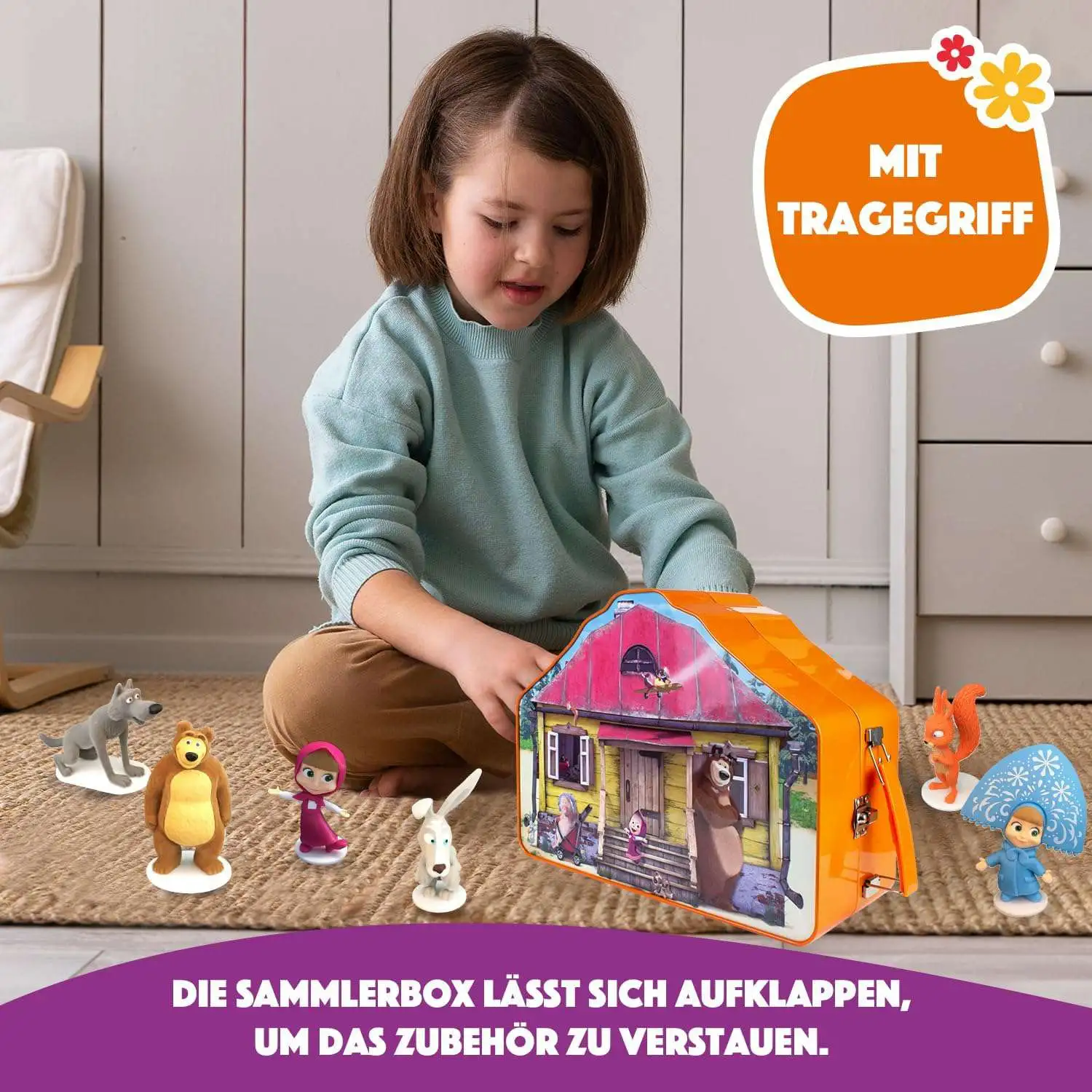 Masha and the Bear Masha and the Bear Set 3 6 Figurines Tin Box Luppa ...